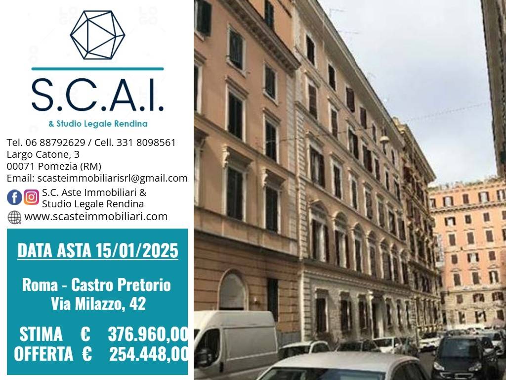 Asta per appartamento, via Milazzo 42, Castro Pretorio Roma, rif ...
