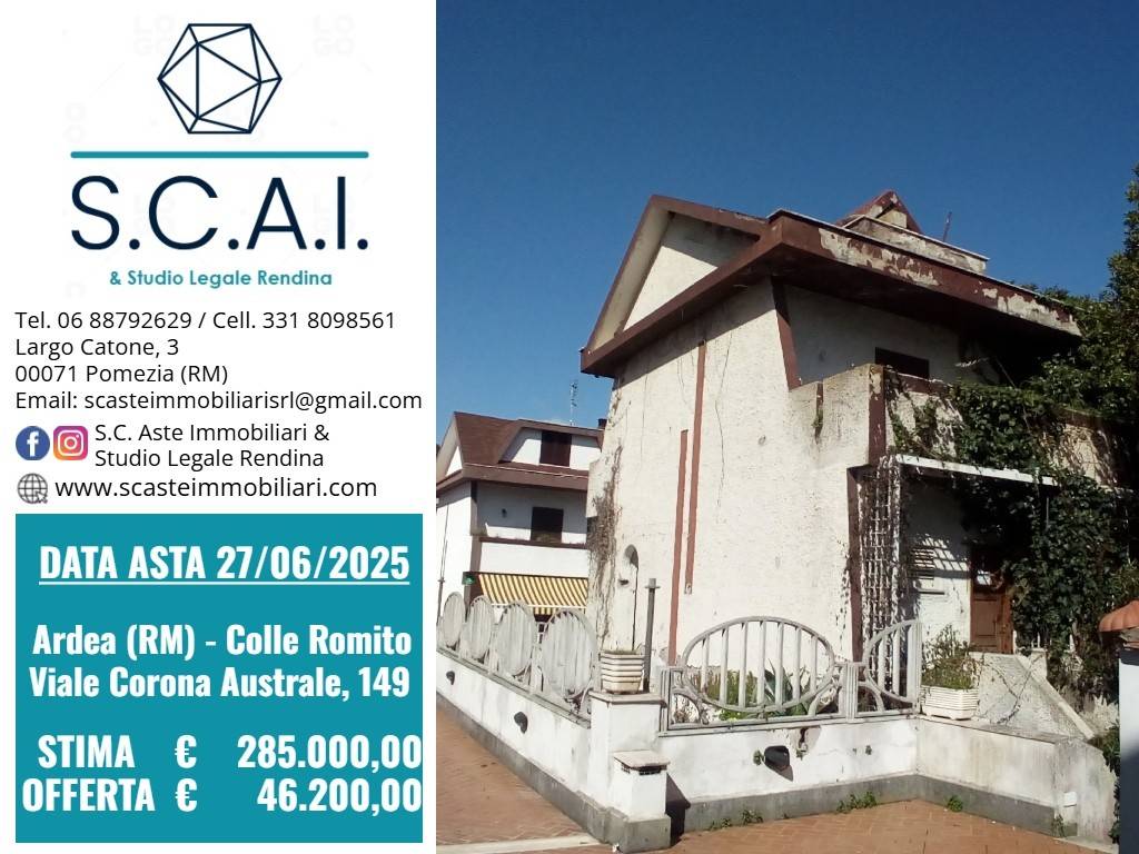 Enchères pour villa, viale Corona Australe 149, Colle Romito Ardea, ref ...