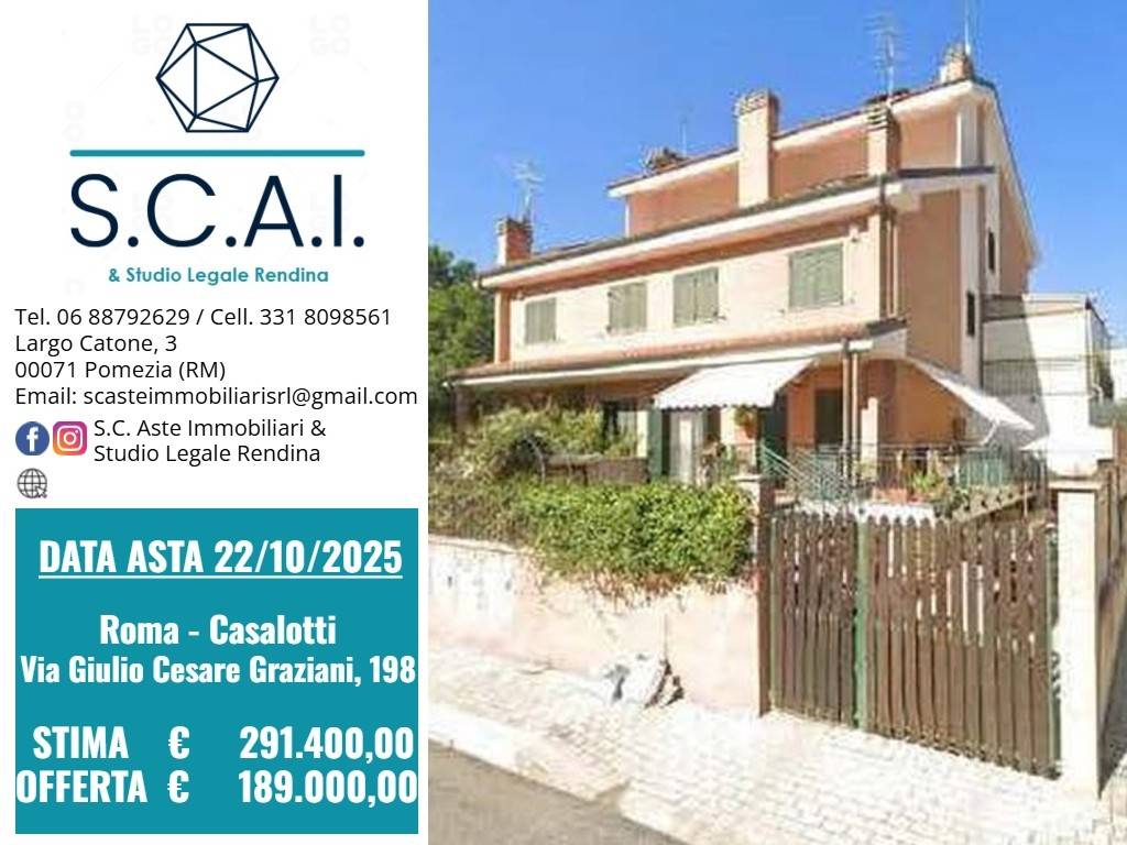 Asta per villa, via Giulio Cesare Graziani 198, Casalotti Roma, rif ...