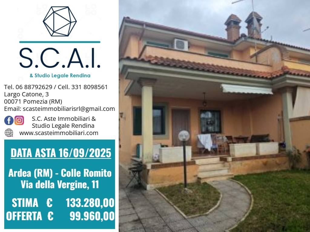 Asta per villetta a schiera, via della Vergine 11, Colle Romito Ardea ...